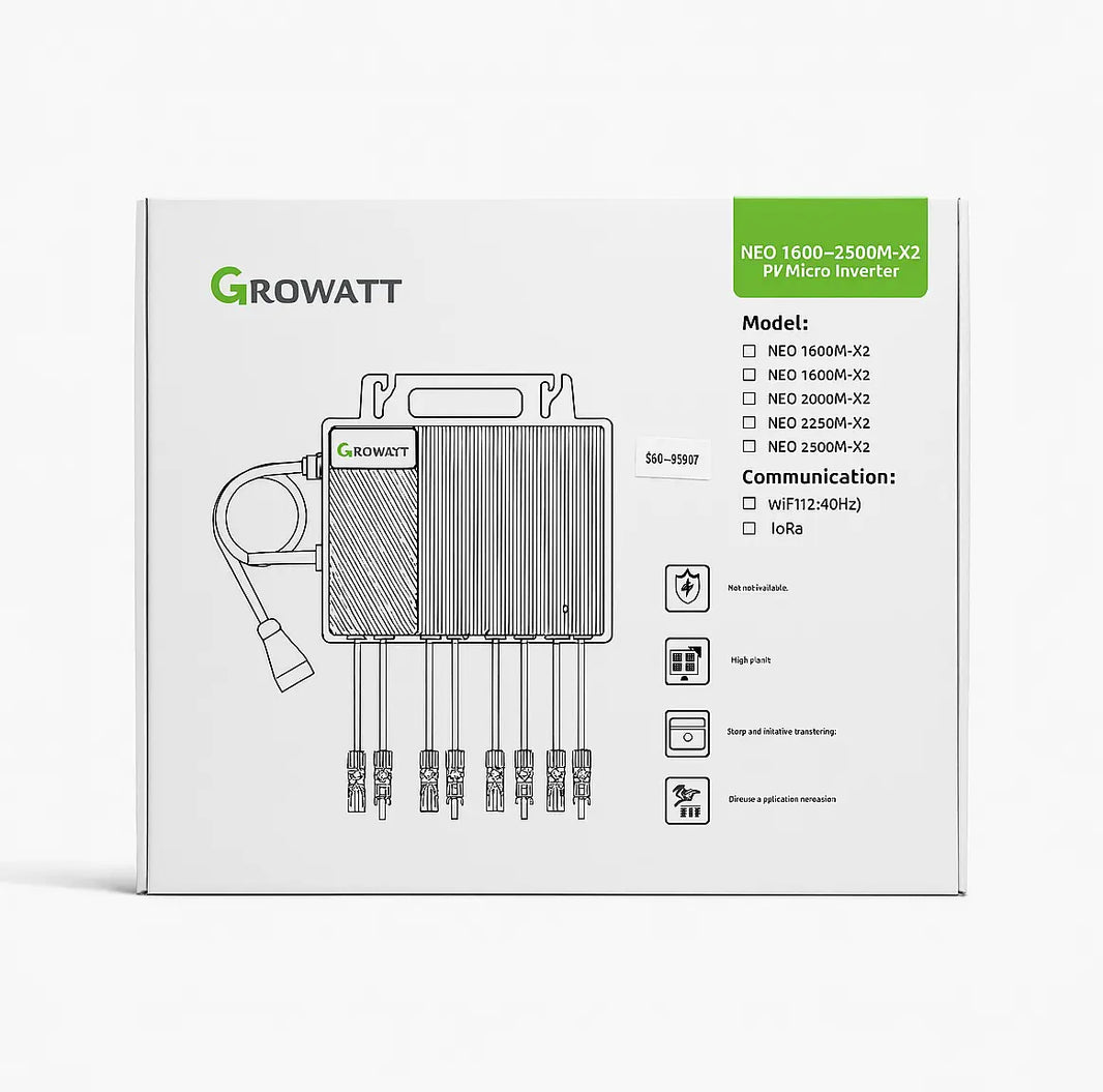 Microinversor Solar Growatt Ongrid 2,25kW Neo 2250M-X2 220V 4MPPT Moni